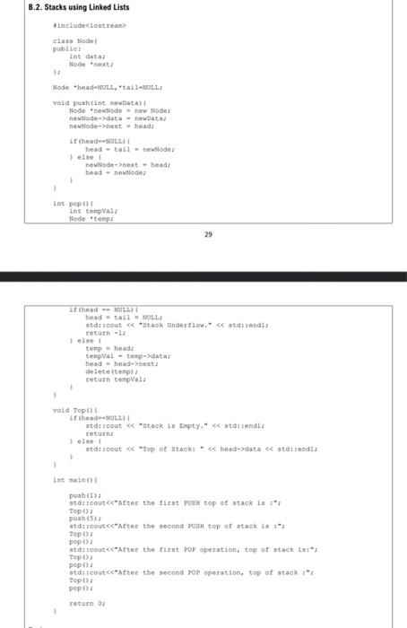 Solved 281 std: :cout ≪ "The element on the top of the stack | Chegg.com
