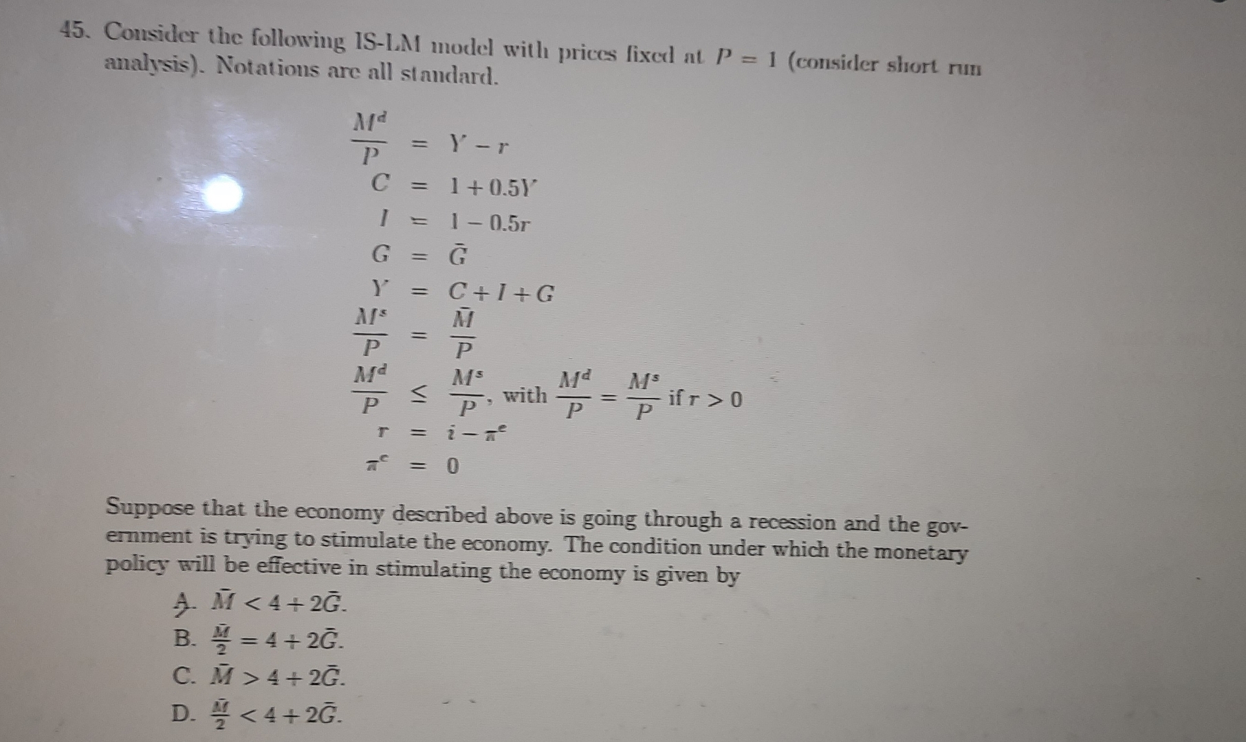 Solved Consider the following IS-LM model with prices fixed | Chegg.com