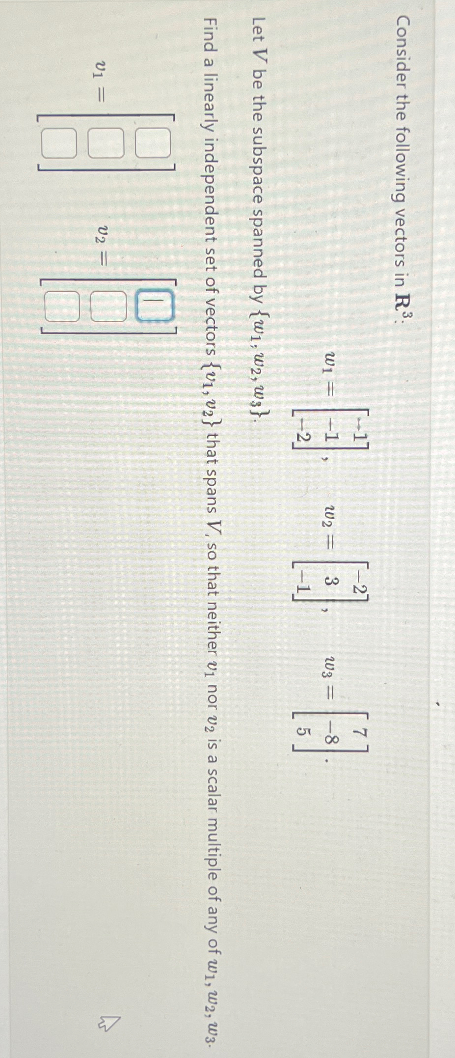 Solved Consider the following vectors in R3 | Chegg.com