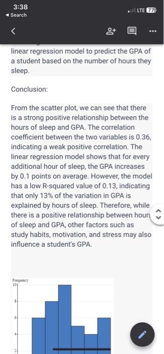 Solved Topic: Relationship between Hours of Sleep and GPA | Chegg.com