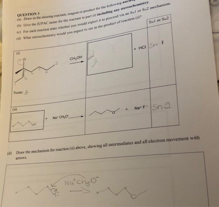 Solved QUESTION 3 (a) Draw in the missing reactant, reagent | Chegg.com