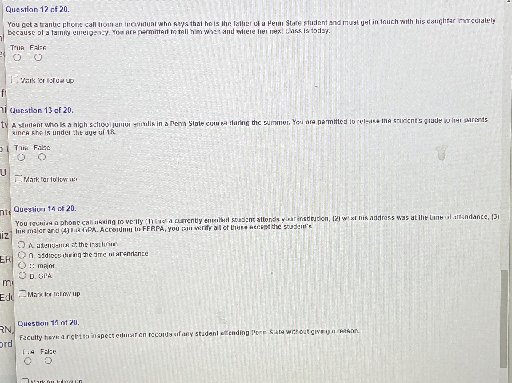 Solved Question 12 ﻿of 20.You get a frantic phone call from | Chegg.com