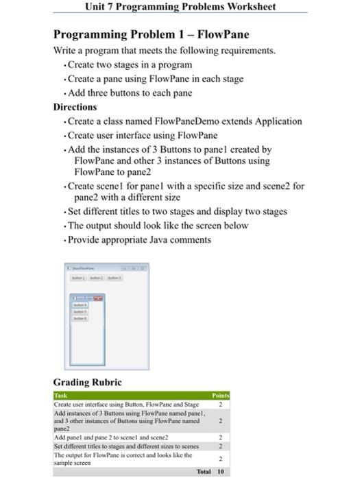 Solved Unit 7 Programming Problems Worksheet Programming | Chegg.com