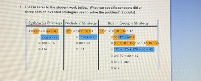 Solved Please refer to the student work below. What two | Chegg.com