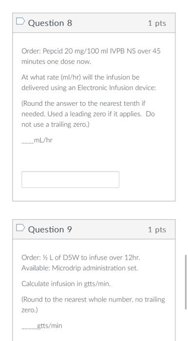 Solved Order: Pepcid 20mg/100ml IVPB NS over 45 minutes one | Chegg.com
