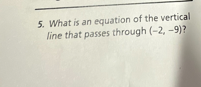 Solved What is an equation of the vertical line that passes | Chegg.com