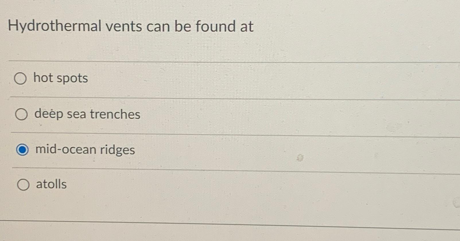 Solved LHydrothermal vents can be found athot spotsdeép sea | Chegg.com