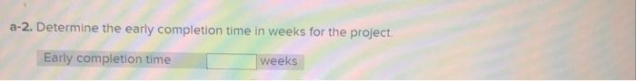 Solved -2. Determine the early completion time in weeks for | Chegg.com