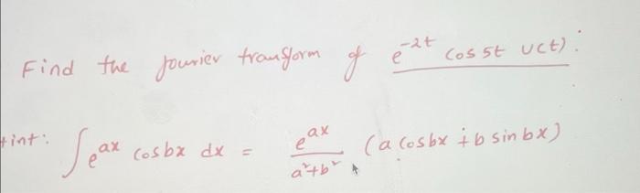 Solved -2t Find the fourier transform of e2+ cosst uct). | Chegg.com