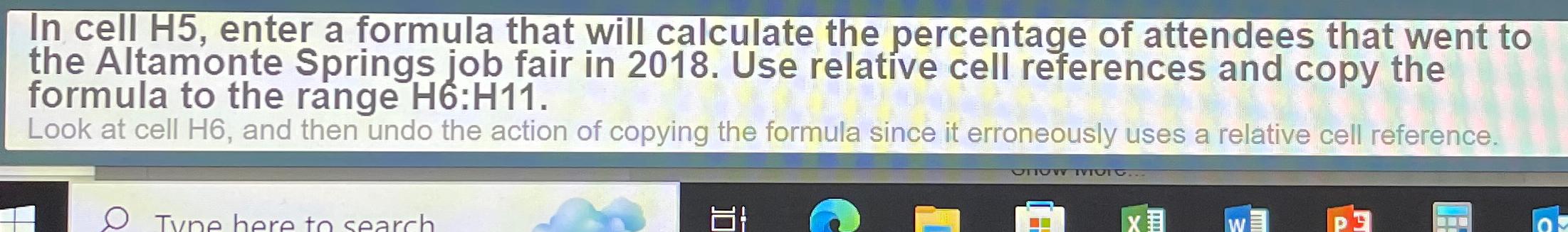 Solved In cell H5, ﻿enter a formula that will calculate the | Chegg.com
