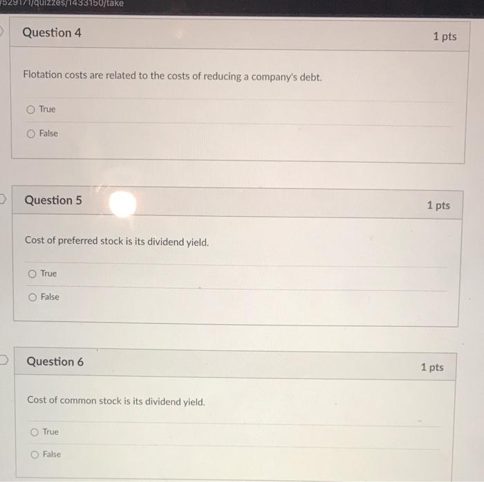 Solved /quizzes/1433150/take Question 4 1 pts Flotation | Chegg.com