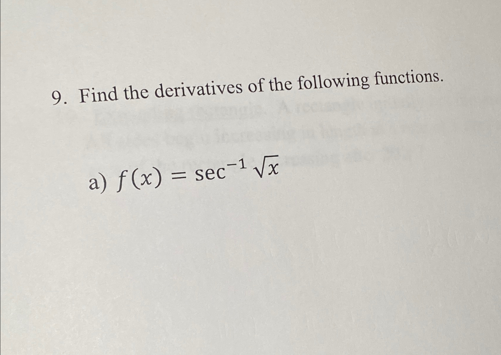 Solved Find the derivatives of the following | Chegg.com