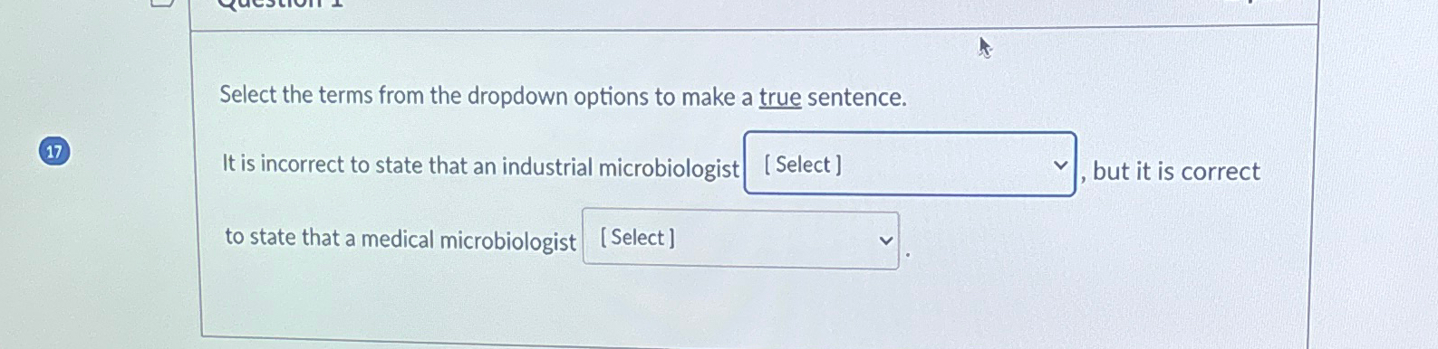 Solved Select the terms from the dropdown options to make a | Chegg.com