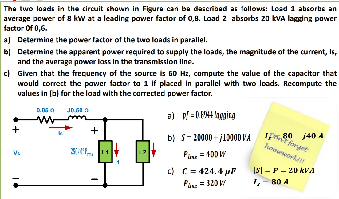 Solved The two loads in the circuit shown in Figure can be | Chegg.com