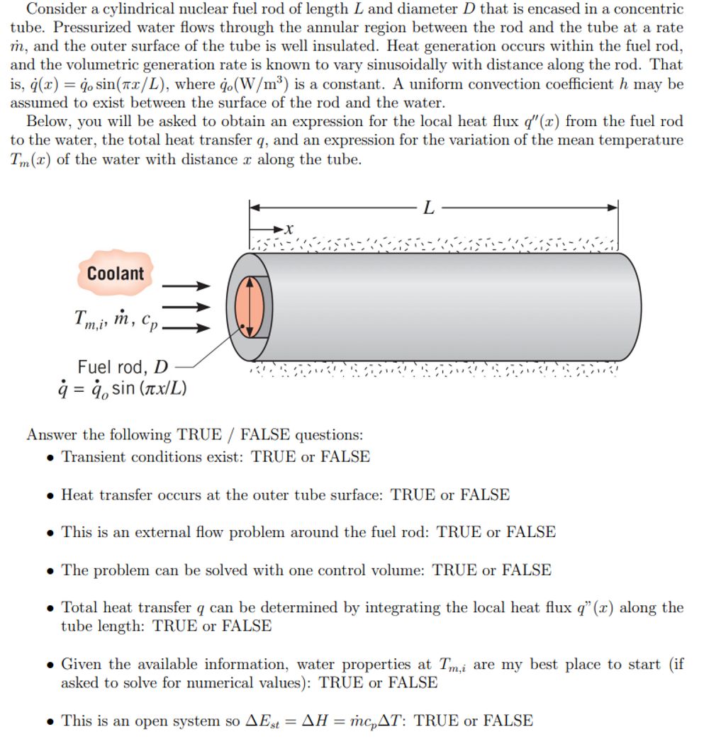 Solved Consider a cylindrical nuclear fuel rod of length L | Chegg.com