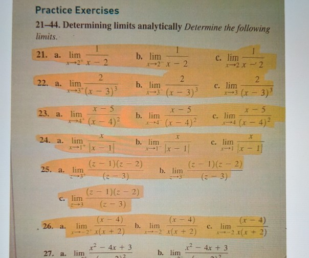 Solved 3 c. lim e. Tim Practice Exercises 21-44. Determining | Chegg.com