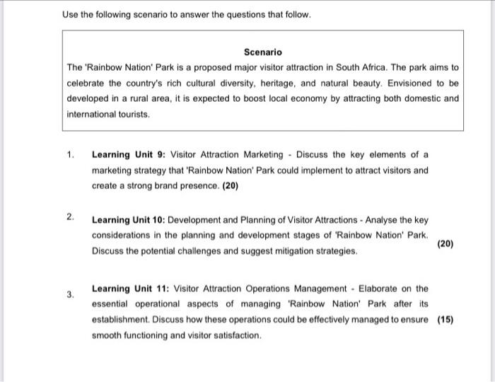 Solved Use the following scenario to answer the questions | Chegg.com