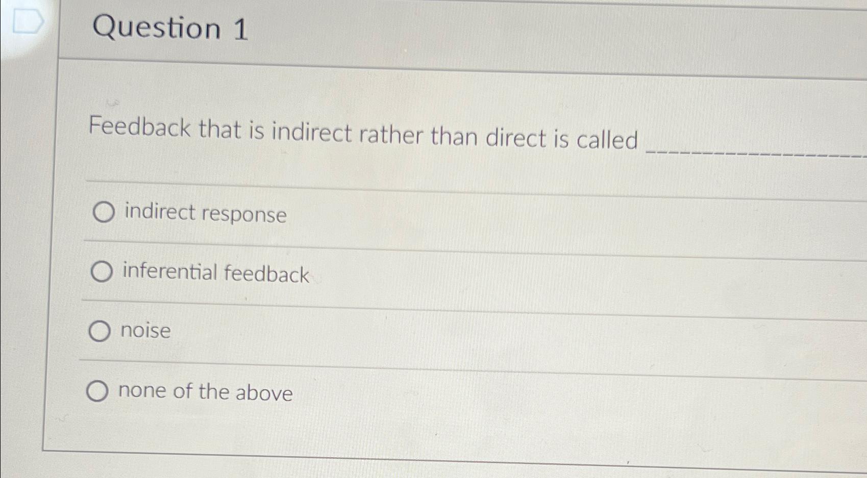 Solved Question 1Feedback that is indirect rather than | Chegg.com