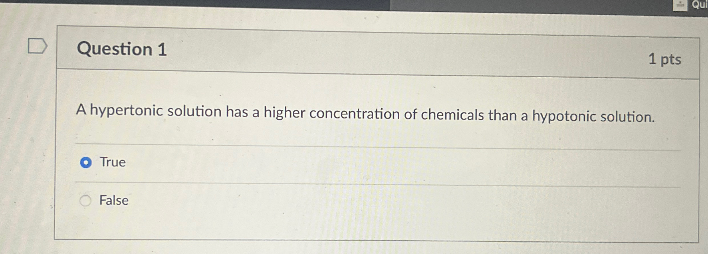 Solved Question 11 ﻿ptsA hypertonic solution has a higher | Chegg.com