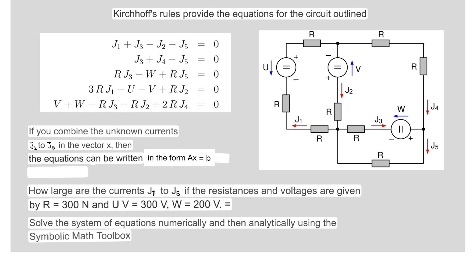 Solved Kirchhoff's rules provide the equations for the | Chegg.com