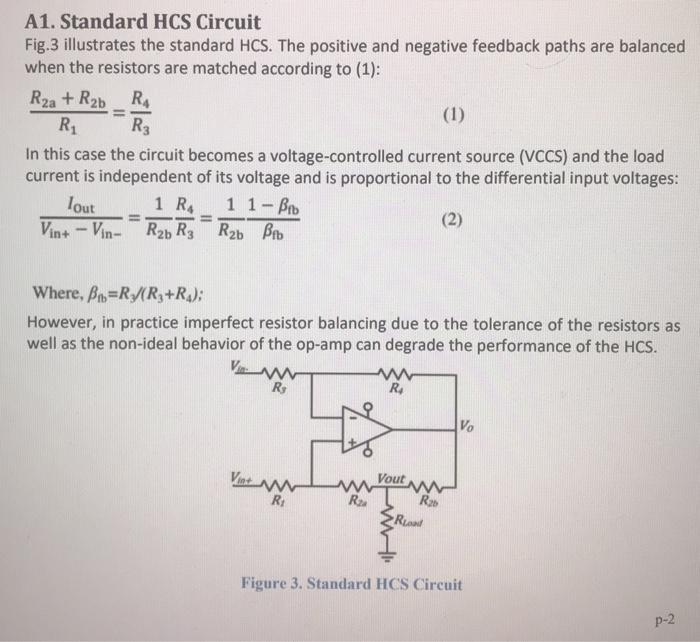 Solved A1. Standard HCS Circuit Fig.3 illustrates the | Chegg.com