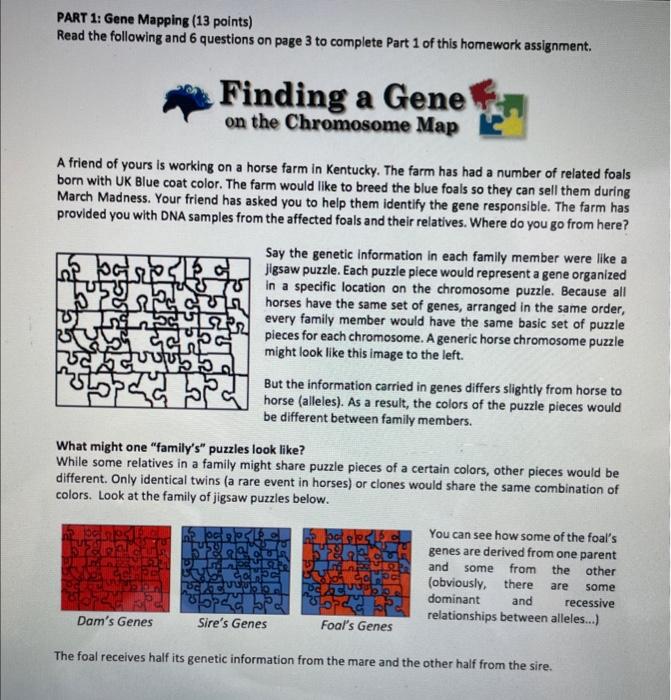 PART 1: Gene Mapping (13 points) Read the following | Chegg.com