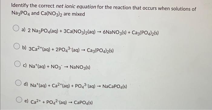 Solved Identify the correct net ionic equation for the | Chegg.com