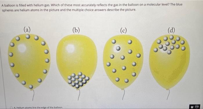 Solved A balloon is filled with helium gas. Which of these | Chegg.com