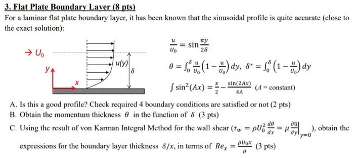 Solved 3. Flat Plate Boundary Laver (8pts) For a laminar | Chegg.com