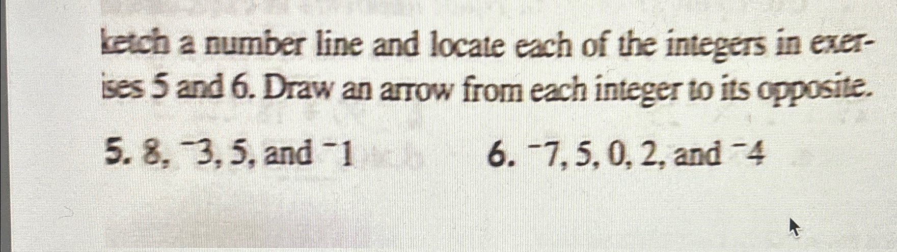 Solved ketch a number line and locate each of the integers | Chegg.com