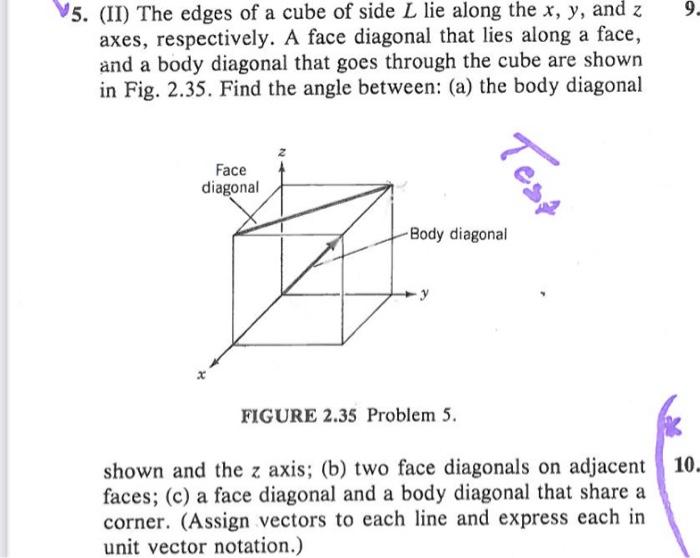 Solved 5 Ii The Edges Of A Cube Of Side L Lie Along The