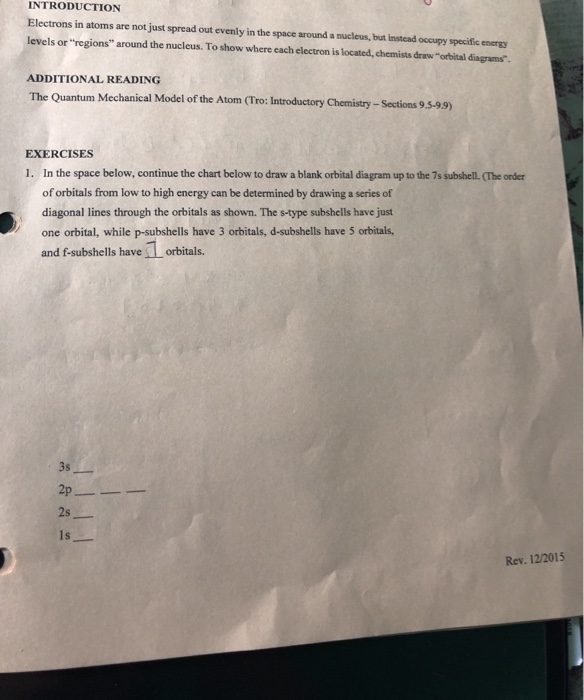Solved INTRODUCTION Electrons in atoms are not just spread | Chegg.com