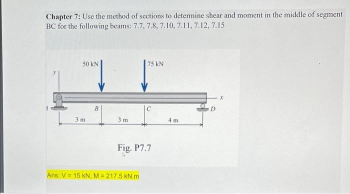 Solved Chapter 7: Use the method of sections to determine | Chegg.com