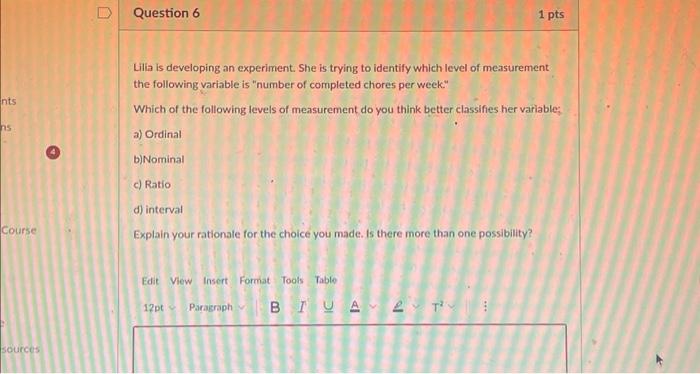 Solved Lilia is developing an experiment. She is trying to | Chegg.com