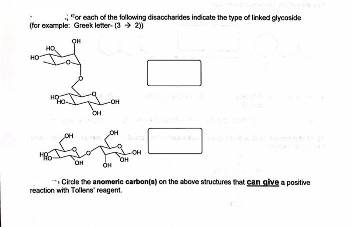 Solved Sor each of the following disaccharides indicate the | Chegg.com