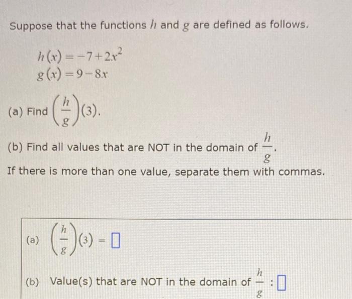 Solved Suppose that the functions h and g are defined as | Chegg.com