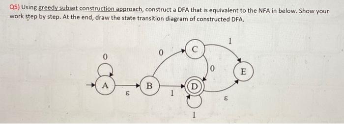 QS) Using greedy subset construction approach, | Chegg.com