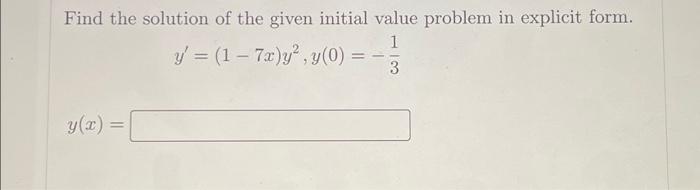 Solved Solve the initial value problem y' = 8y2 + xy?, y(0) | Chegg.com