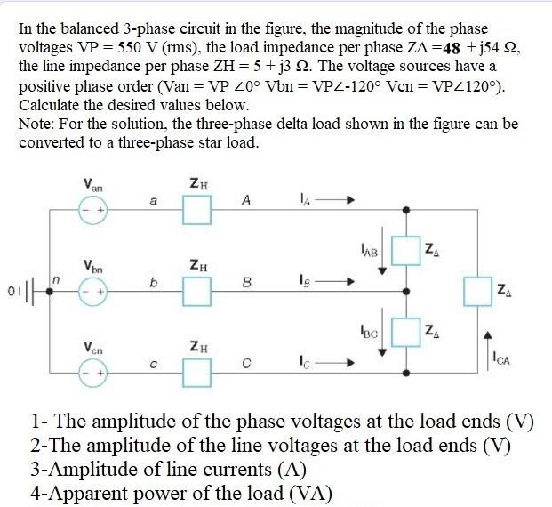 Solved In the balanced 3-phase circuit in the figure, the | Chegg.com