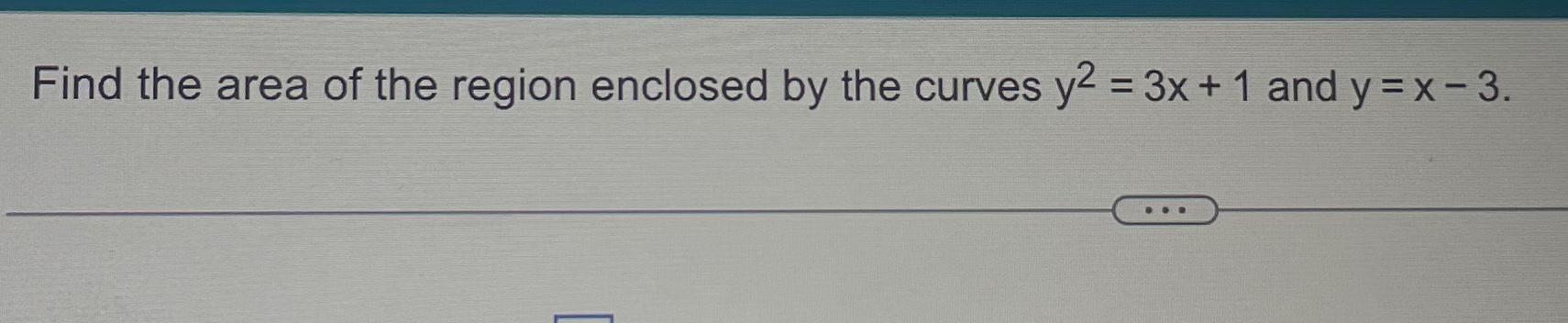 Solved Find the area of the region enclosed by the curves | Chegg.com