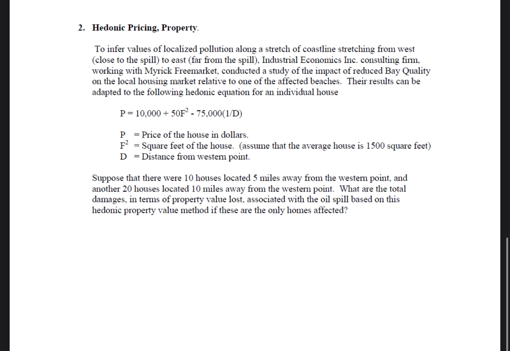 Solved Hedonic Pricing, Property.To infer values of | Chegg.com