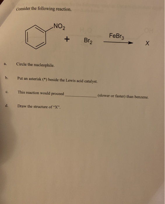 Solved Consider the following reaction. NO2 + FeBr3 Brz | Chegg.com