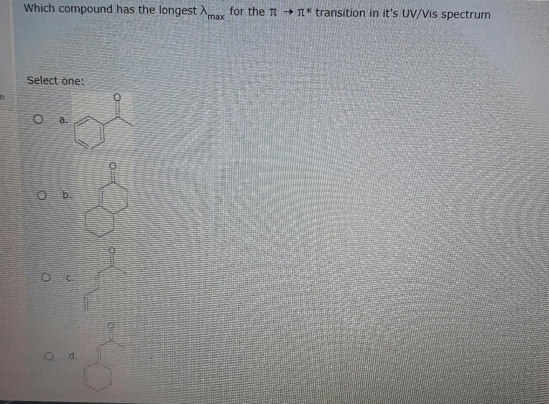 Solved Which compound has the longest \ for the IT + | Chegg.com
