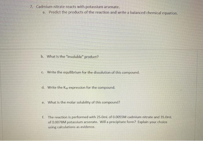 Solved Limited Solubility (Ksp) Practice Problems Compound | Chegg.com