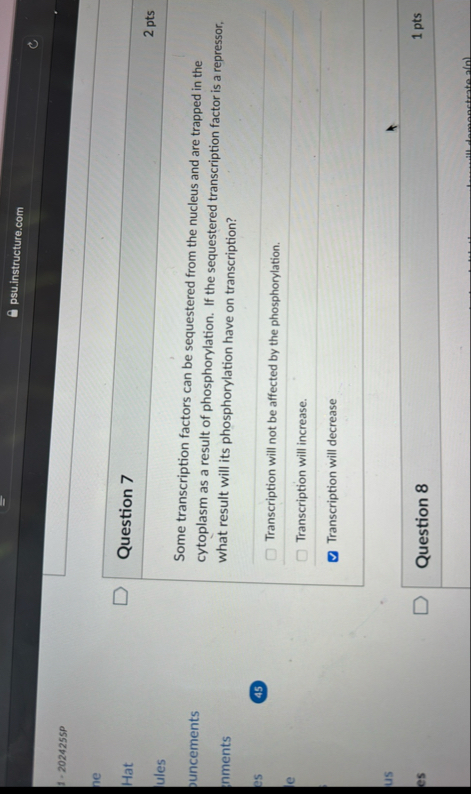 Solved psu.instructure.com-202425SPQuestion 72 ﻿ptsSome | Chegg.com
