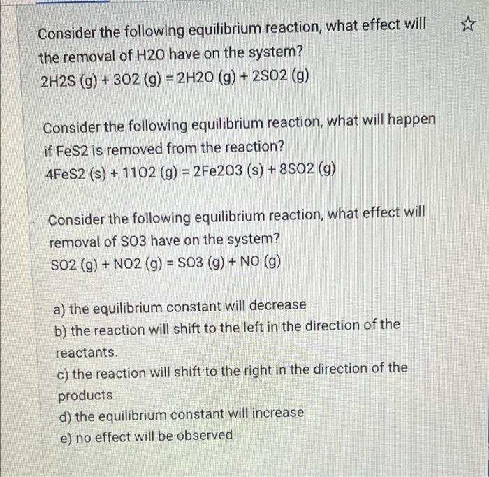 Solved Consider the following equilibrium reaction, what | Chegg.com