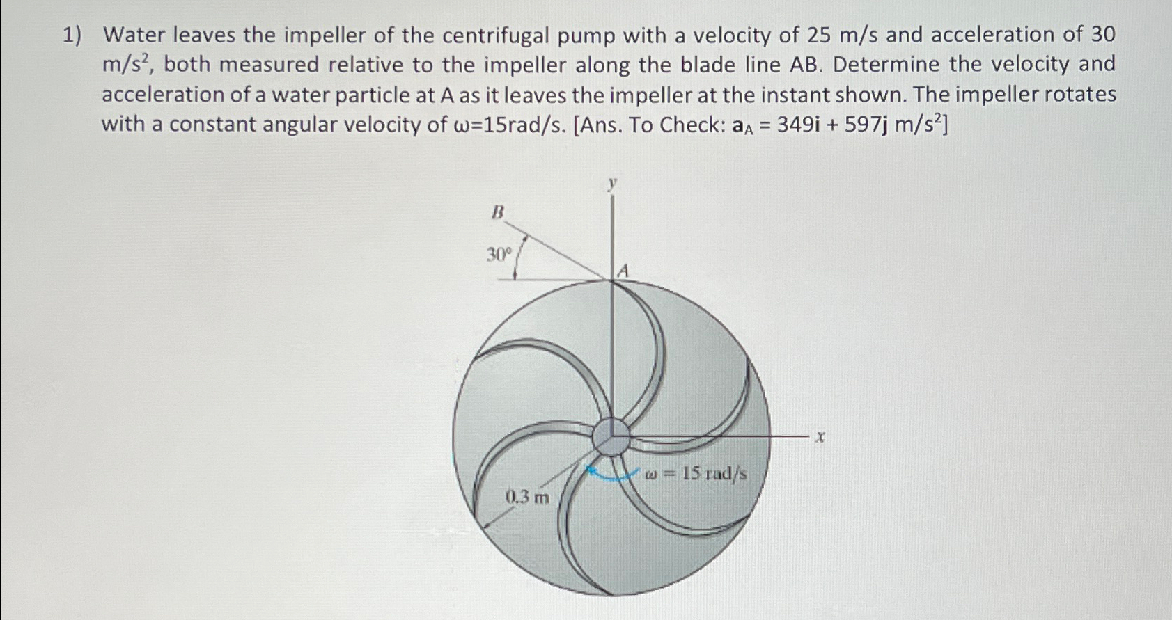 Solved Water leaves the impeller of the centrifugal pump | Chegg.com