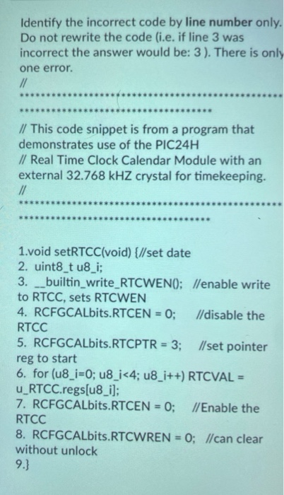 Solved Identify the incorrect code by line number only. Do | Chegg.com