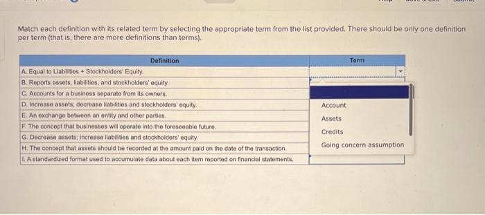 Solved Match each definition with its related term by | Chegg.com
