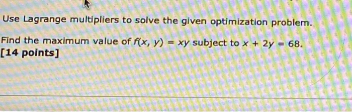 Solved Use Lagrange multipliers to solve the given | Chegg.com